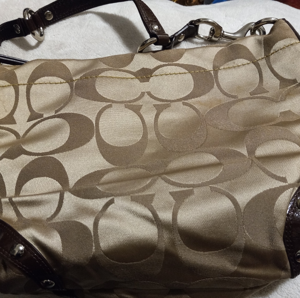 Coach Signature Monogram Gold Metallic Hobo Shoulder … - Gem